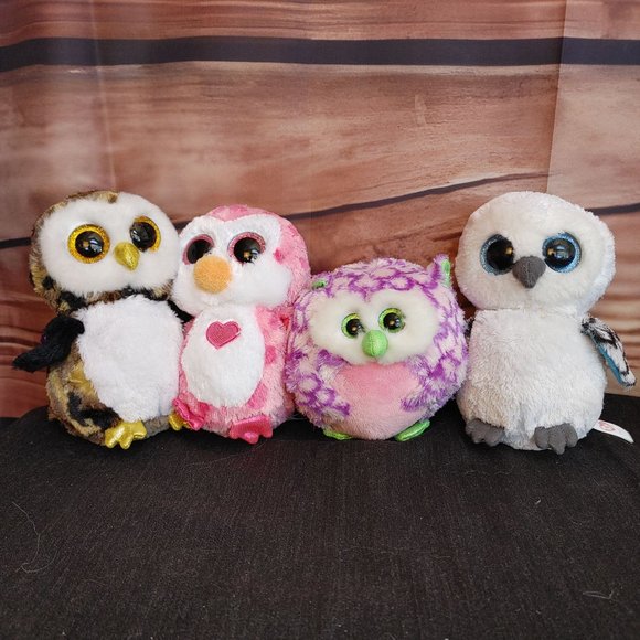 Ty | Toys | Ty Beanie Babyboo Mini 6 Plush Lot Of 4 Owls Spells Owliver ...